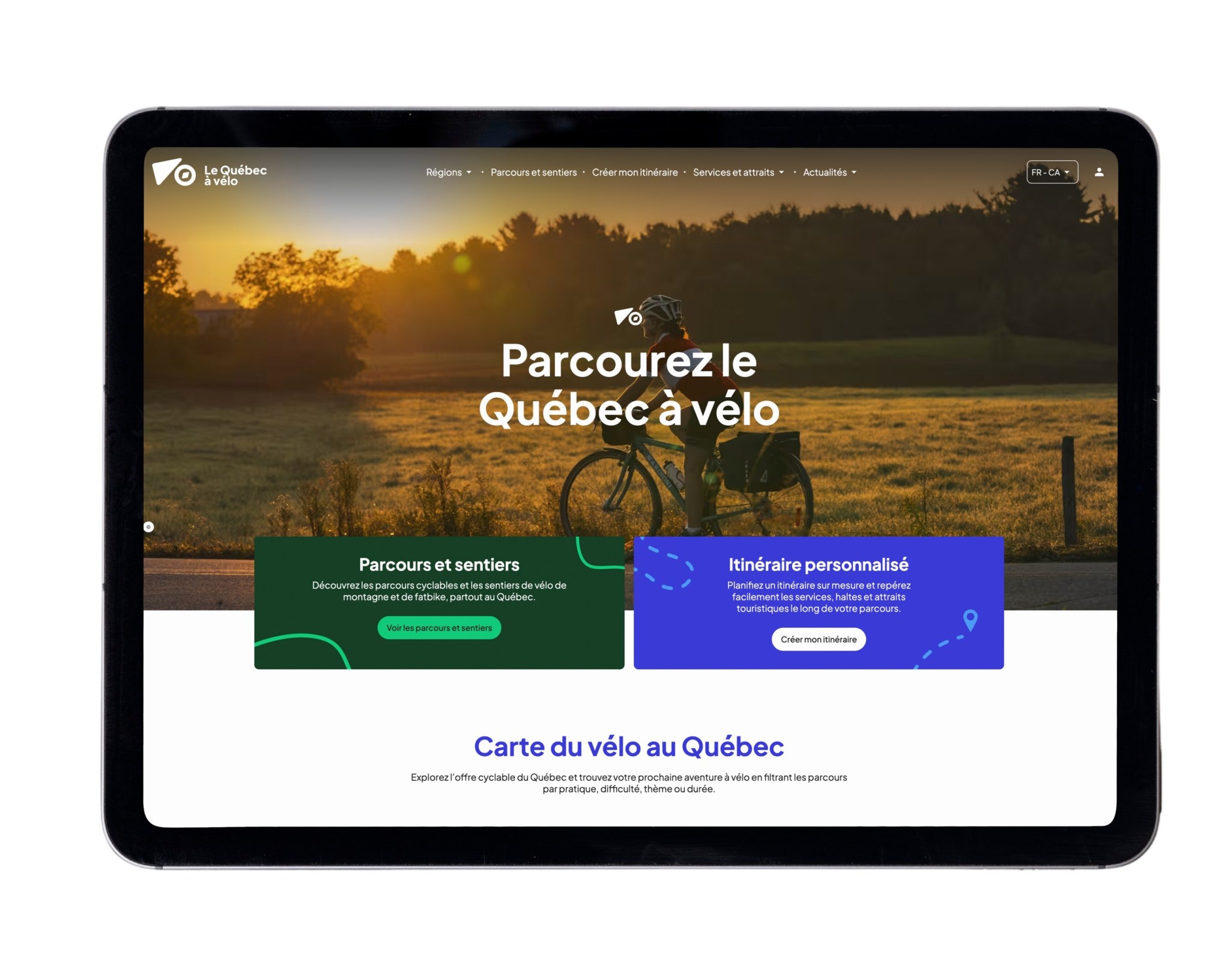 Comme un menu à la carte pour planifier vos randonnées à vélo au Québec ...